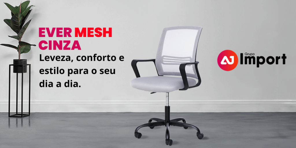 Cadeira Ever Mesh Cinza - AJ Import